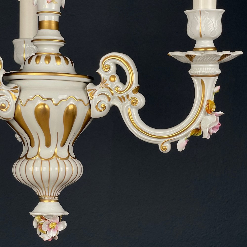 Vintage Capodimonte Porcelain 3-Arm Chandelier, Italy, 1940s for sale ...