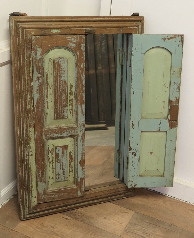 Wall Mirror Concealed Shutter in Heavy Oak, 1890s for sale at Pamono