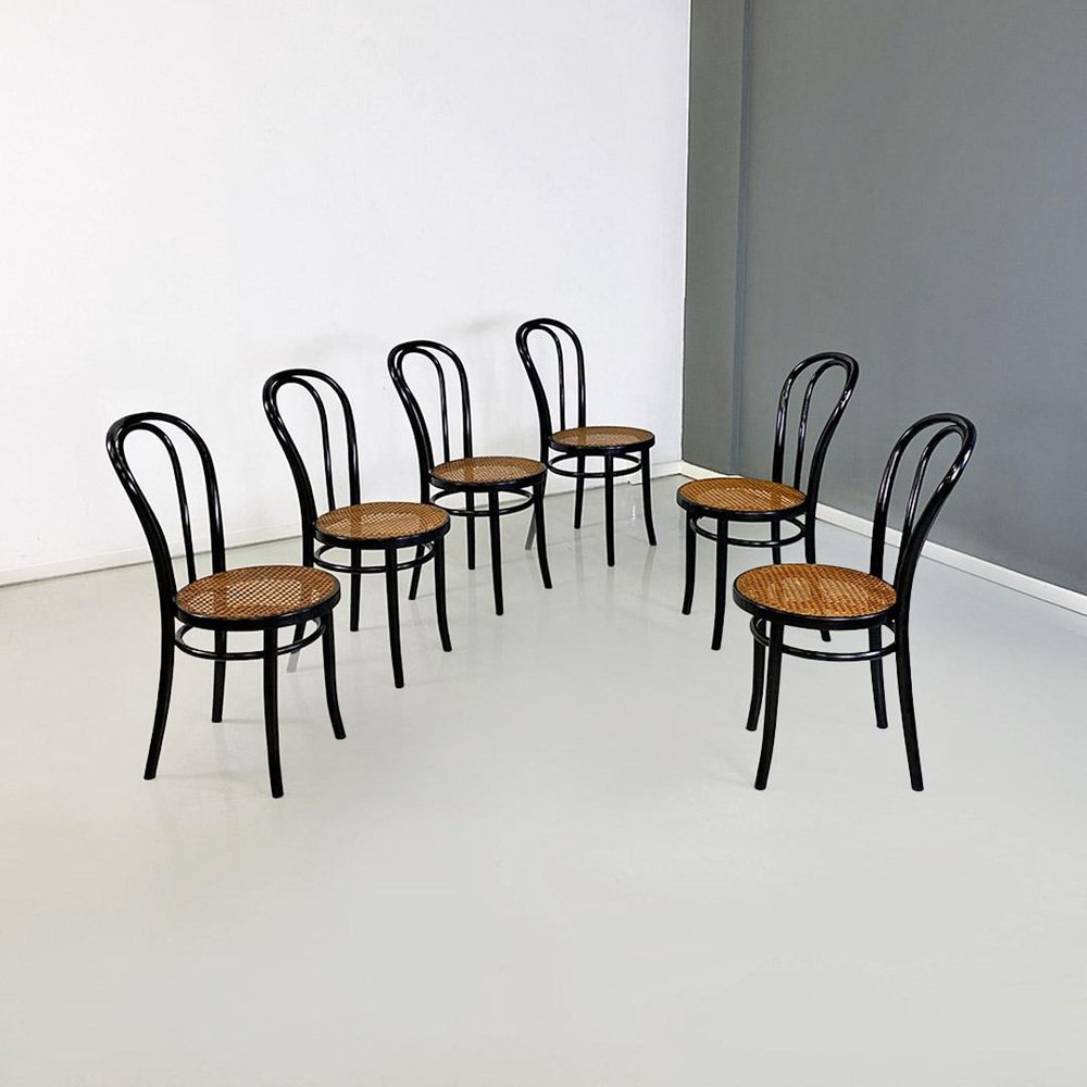 Thonet No. 18 Beech and Vienna Straw Chairs attributed to Thonet for Herbatschek, 1960s, Set of ...