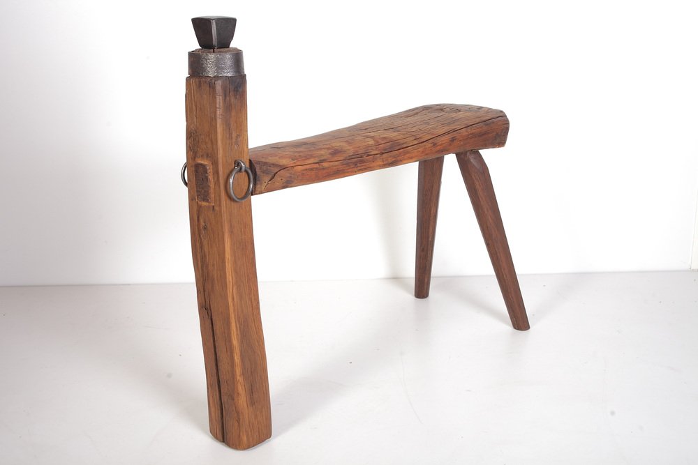 Antique Folk Spruce Stool, 1920s for sale at Pamono