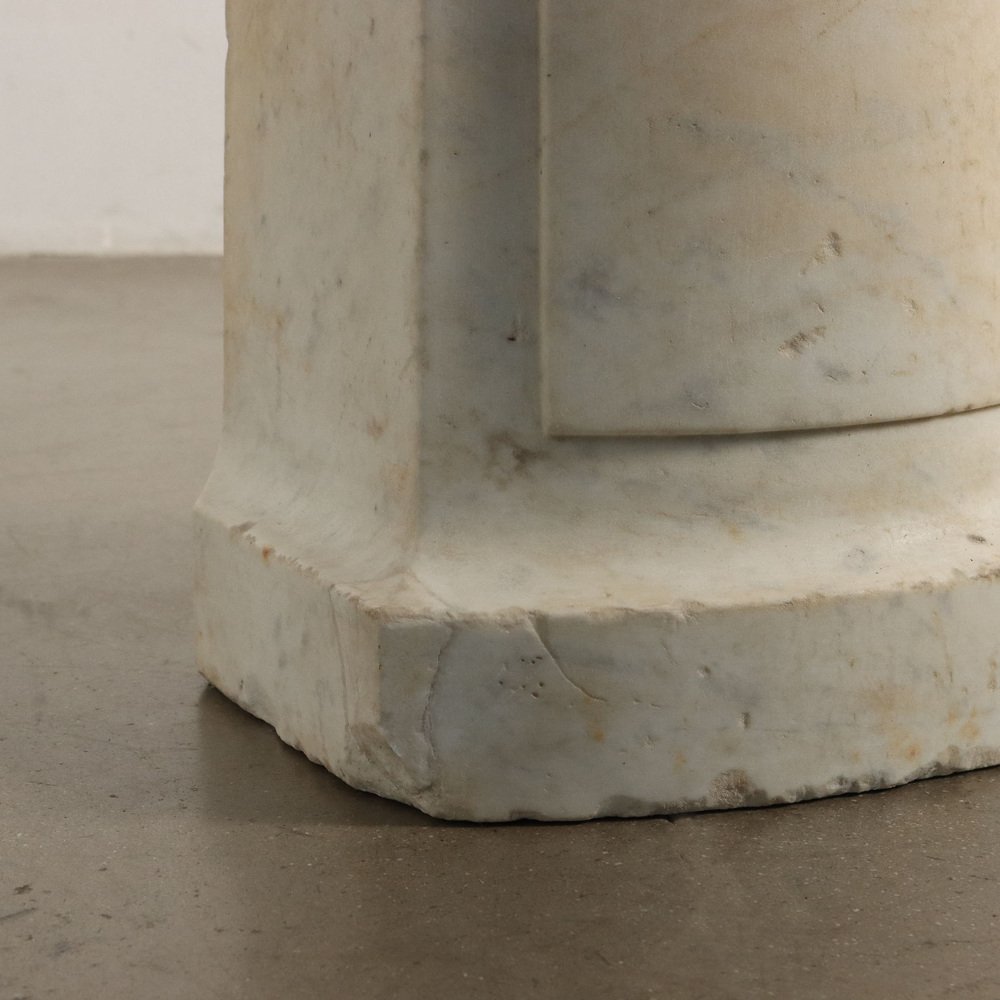 Art Nouveau Column Female Bust in White Marble for sale at Pamono