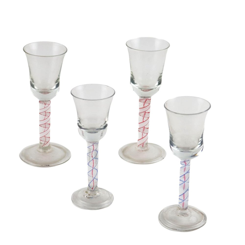 18th Century Murano Filigree Glass Goblets, Set of 4 for sale at Pamono