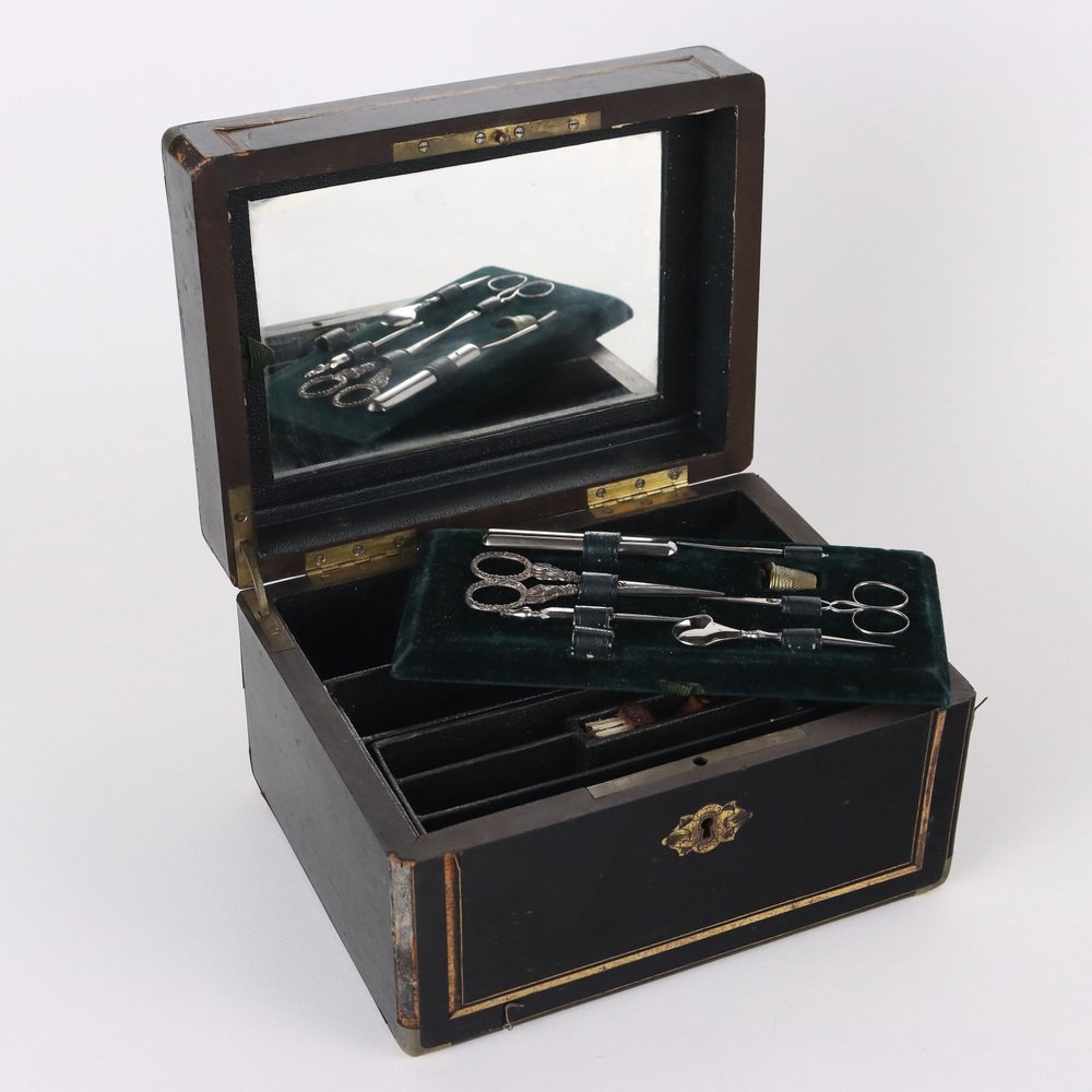 19th Century Sewing Box in Ebony Veneer for sale at Pamono