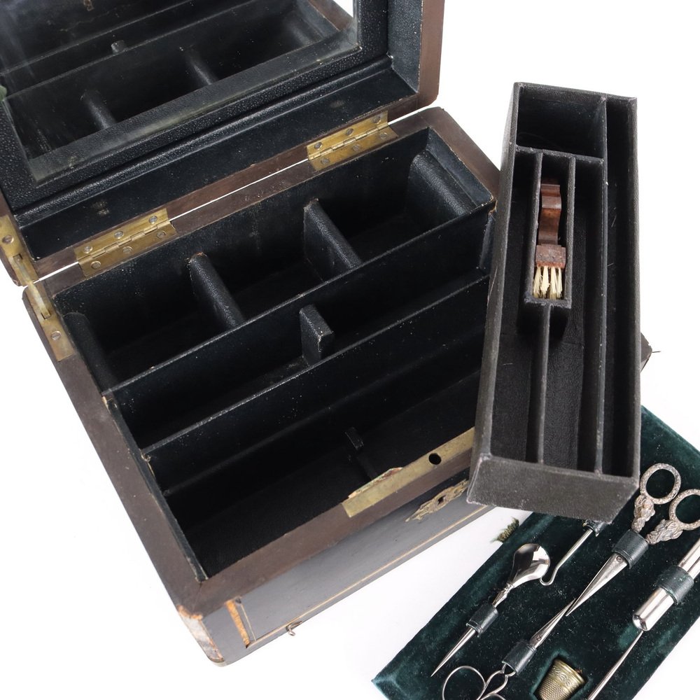 19th Century Sewing Box in Ebony Veneer for sale at Pamono