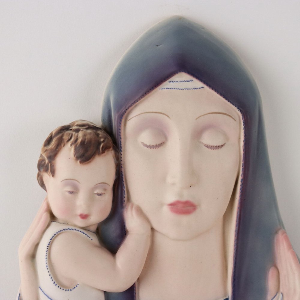 Virgin Mary with Child in Ceramic, Italy, 1930s-1940s for sale at Pamono