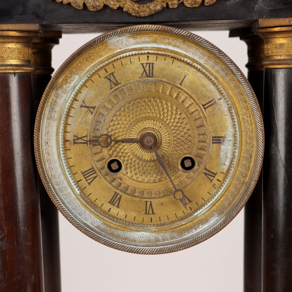 Antique Temple Shaped Clock in Gilded Bronze for sale at Pamono