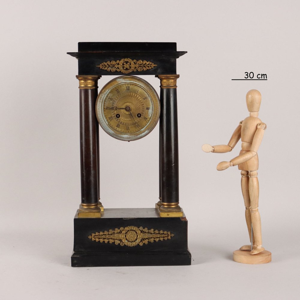 Antique Temple Shaped Clock in Gilded Bronze for sale at Pamono