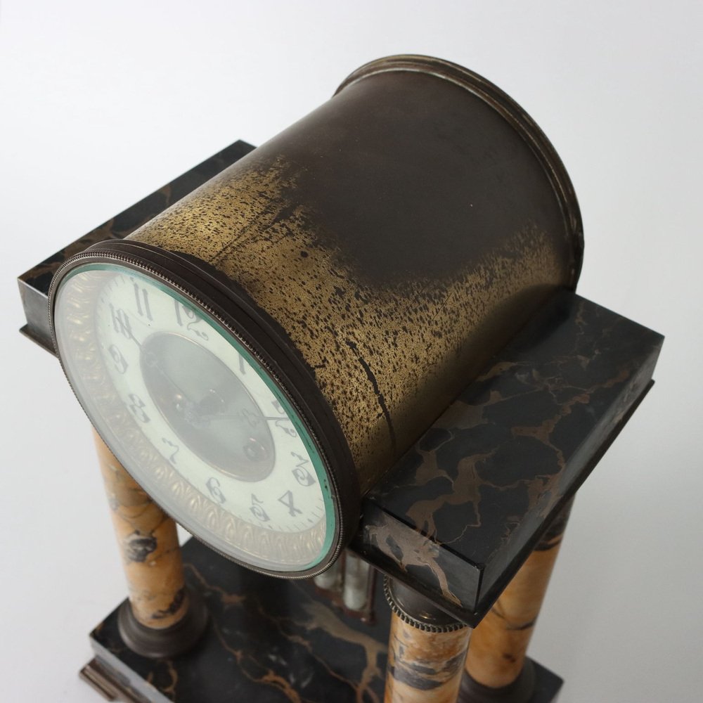 Temple Shaped Clock in Marble and Gilded Bronze, 1800s for sale at Pamono