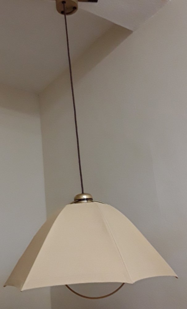 Austrian Height-Adjustable Ceiling Lamp with Beefed Fabric Screen of ...