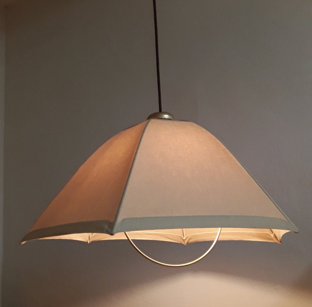 Austrian Height-Adjustable Ceiling Lamp with Beefed Fabric Screen of ...