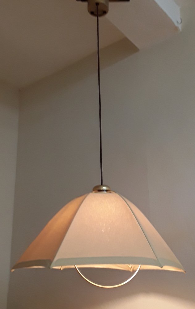 Austrian Height-Adjustable Ceiling Lamp with Beefed Fabric Screen of ...