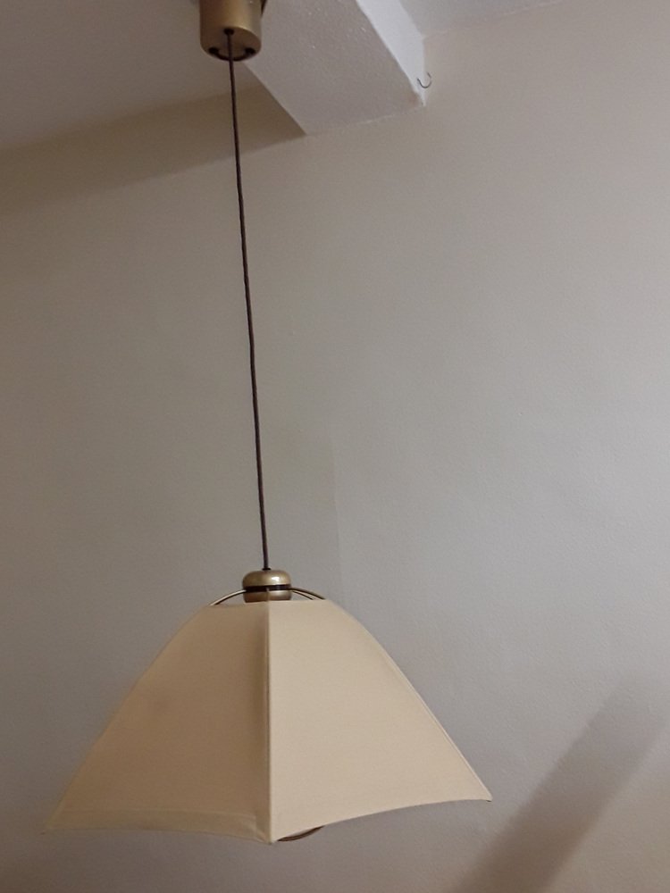 Austrian Height-Adjustable Ceiling Lamp with Beefed Fabric Screen of ...
