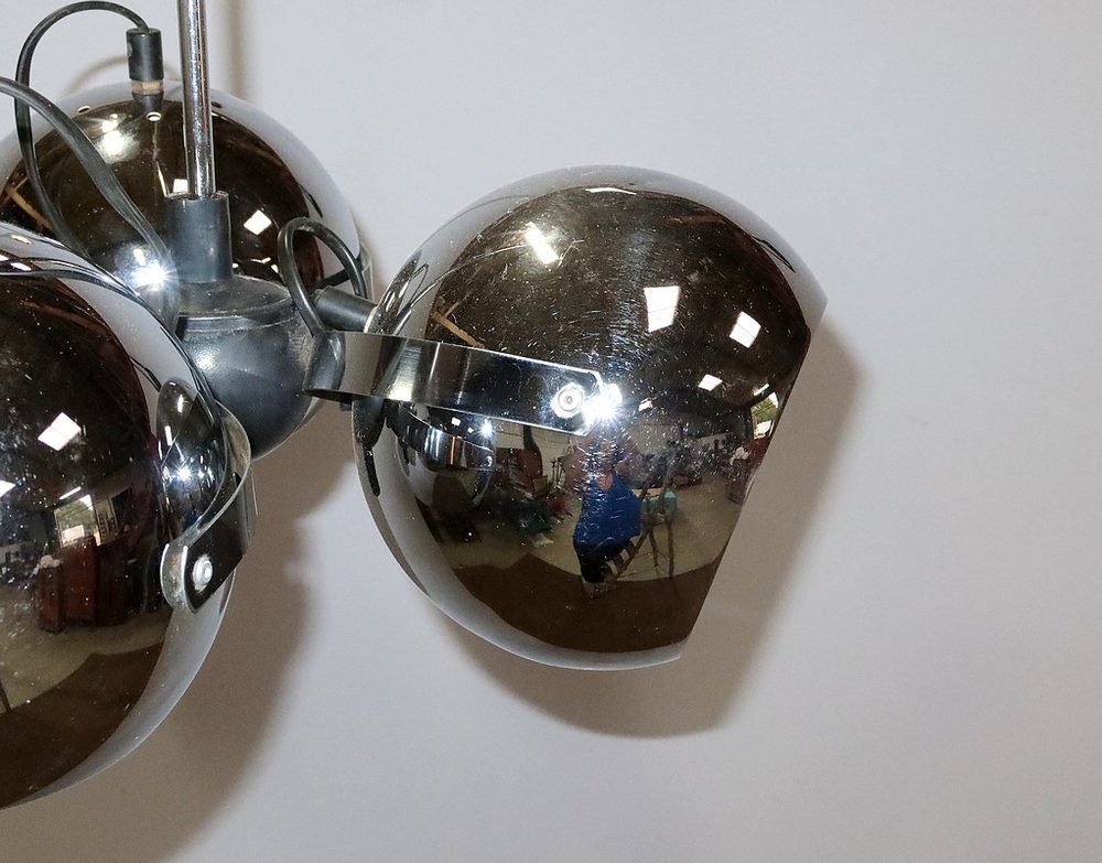 Chrome & Metal Eyeball Suspension Light, 1960s for sale at Pamono
