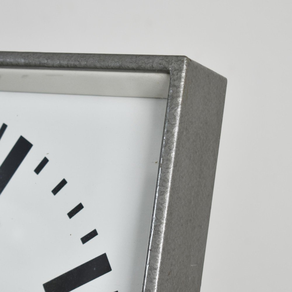 Large Vintage Square Wall Clock from Pragotron, 1950s for sale at Pamono