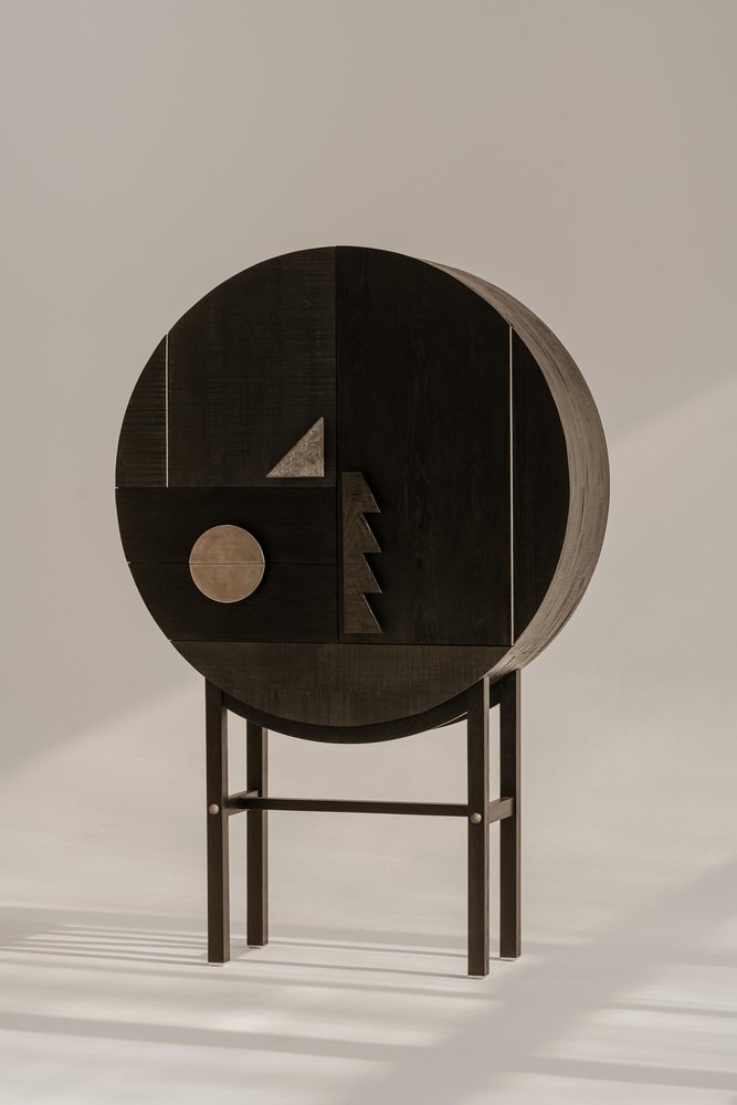 Square Drop Black Cabinet by Nów for sale at Pamono
