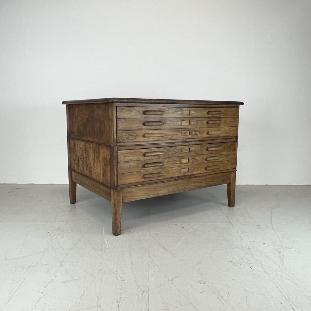 Plan Chest with Wooden Handles on Legs, 1940s for sale at Pamono