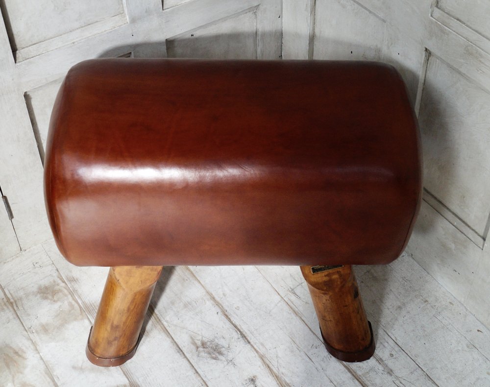 Vintage Leather Pommel Foot Stool, 1940 for sale at Pamono