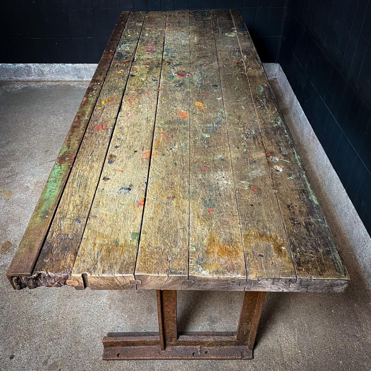 Industrial Workbench with Paint Splashes for sale at Pamono