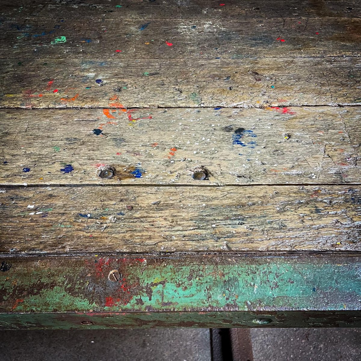 Industrial Workbench with Paint Splashes for sale at Pamono