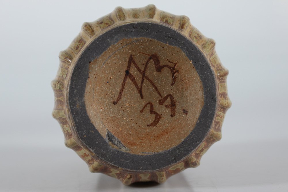 Danish Art Deco Fluted Stoneware Vase with Brown Speckled Glaze by Arne ...