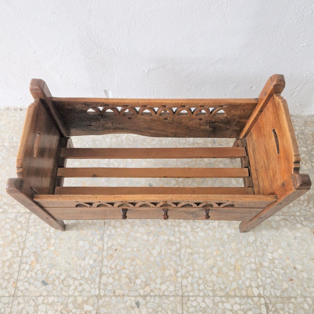 Antique Cot in Carved Wood for sale at Pamono
