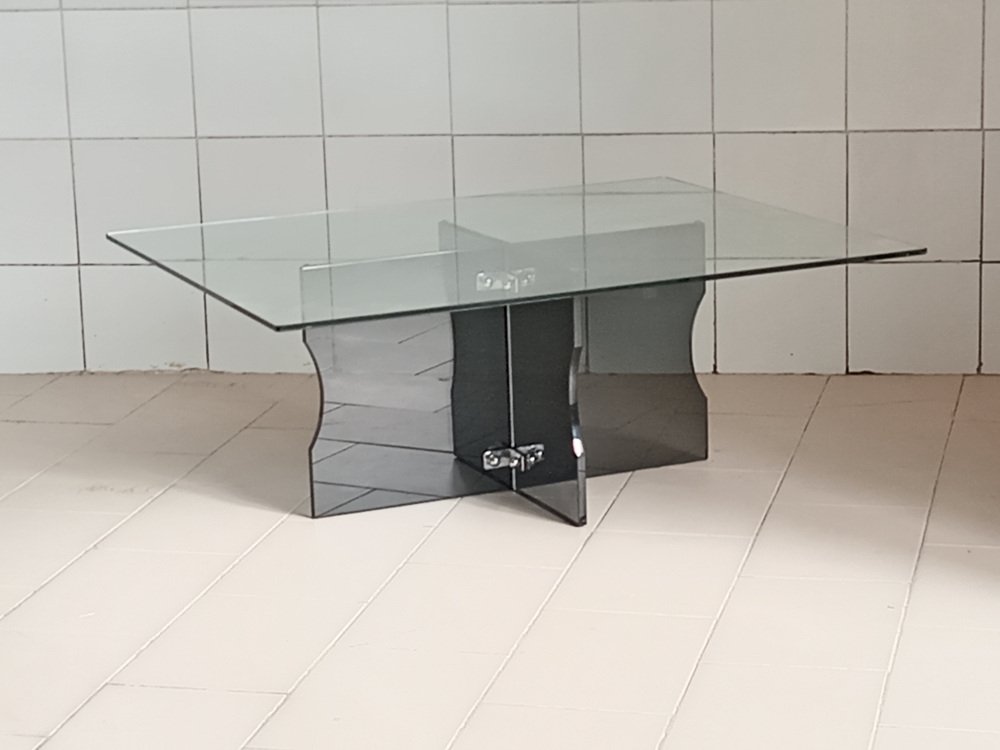 Smoke Glass Table, 1970s for sale at Pamono