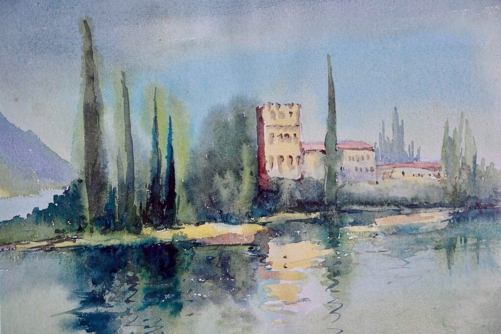 Joseph Müller Pauly, Landschaften, 1970er, Aquarelle, Gerahmt, 3er Set ...