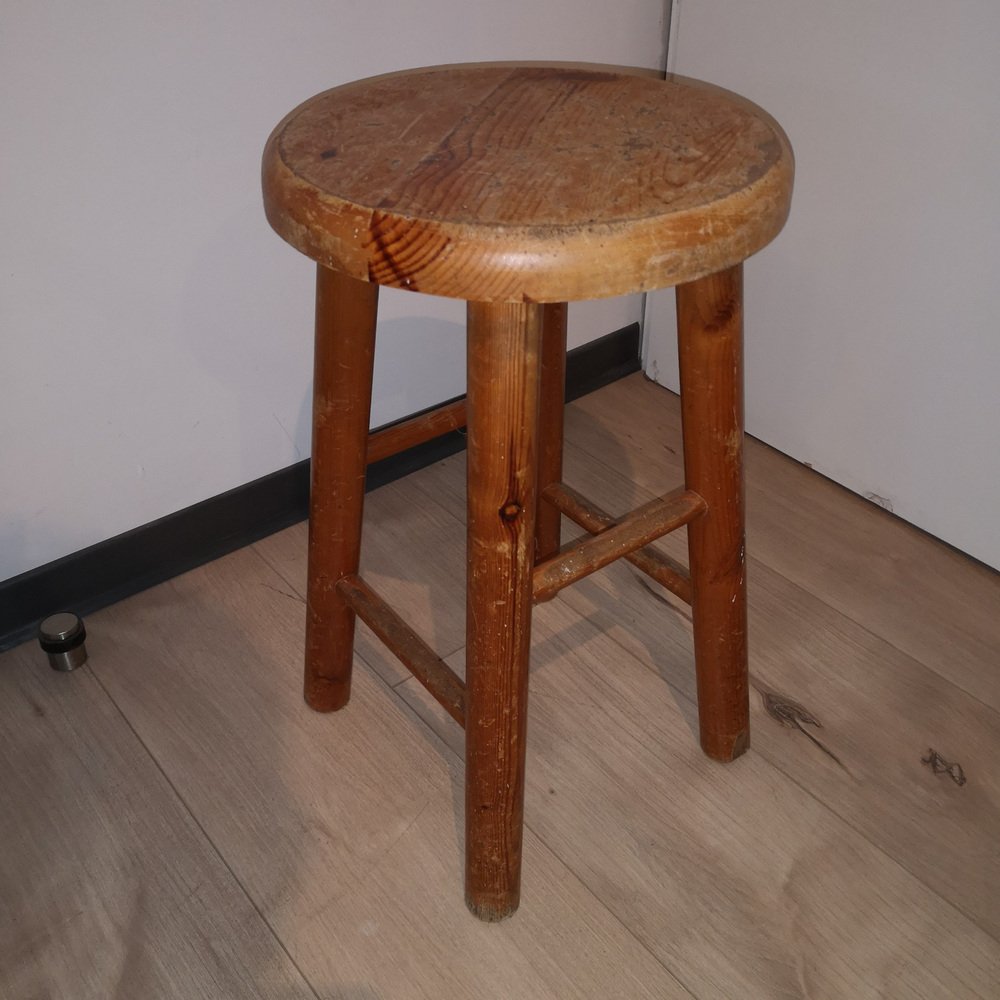 Vintage Pine Stool, 1960s for sale at Pamono