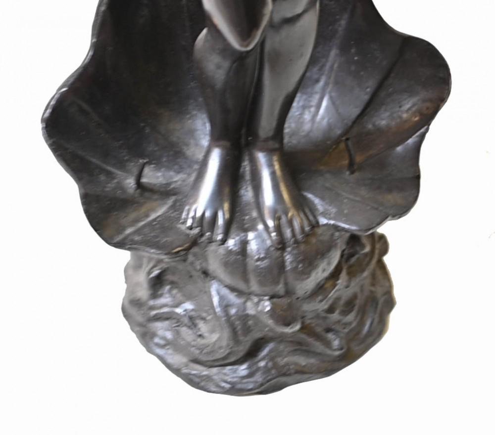 French Bronze Fountain Nude Female Rococo Clam Shell Water Feature for ...