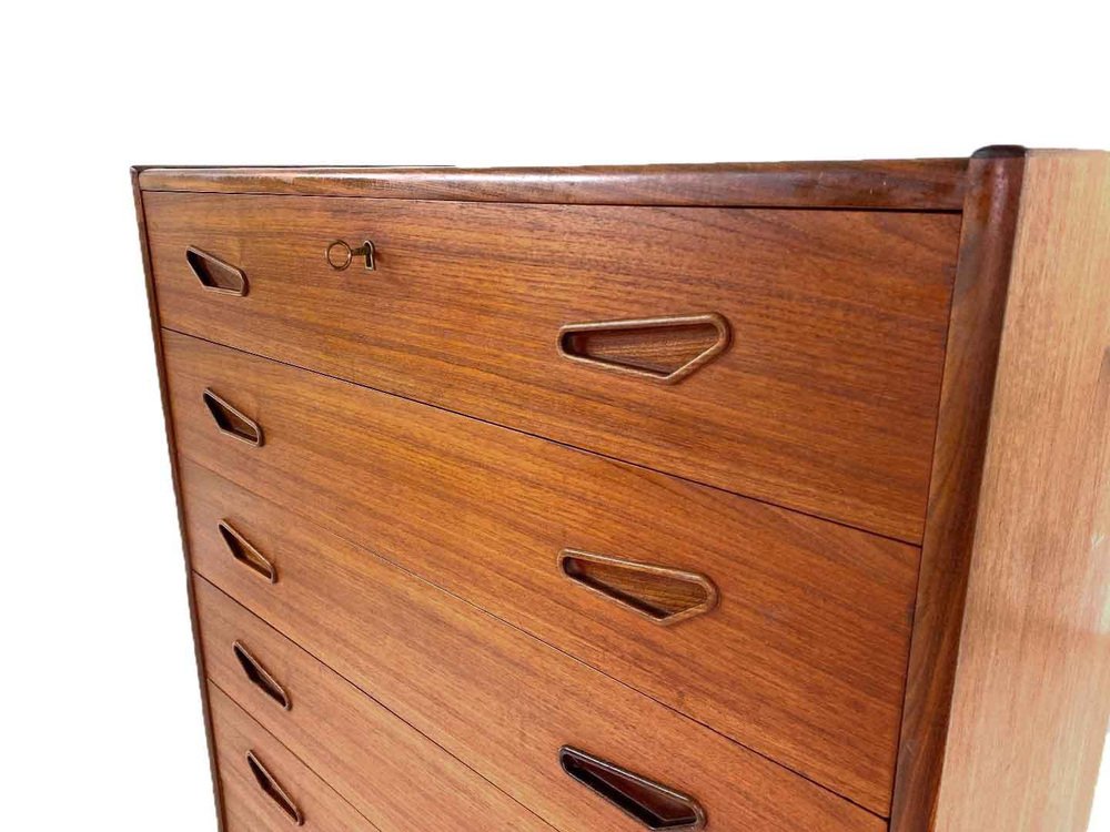 Vintage Danish Teak Chest of Drawers with Triangular Handles for sale ...