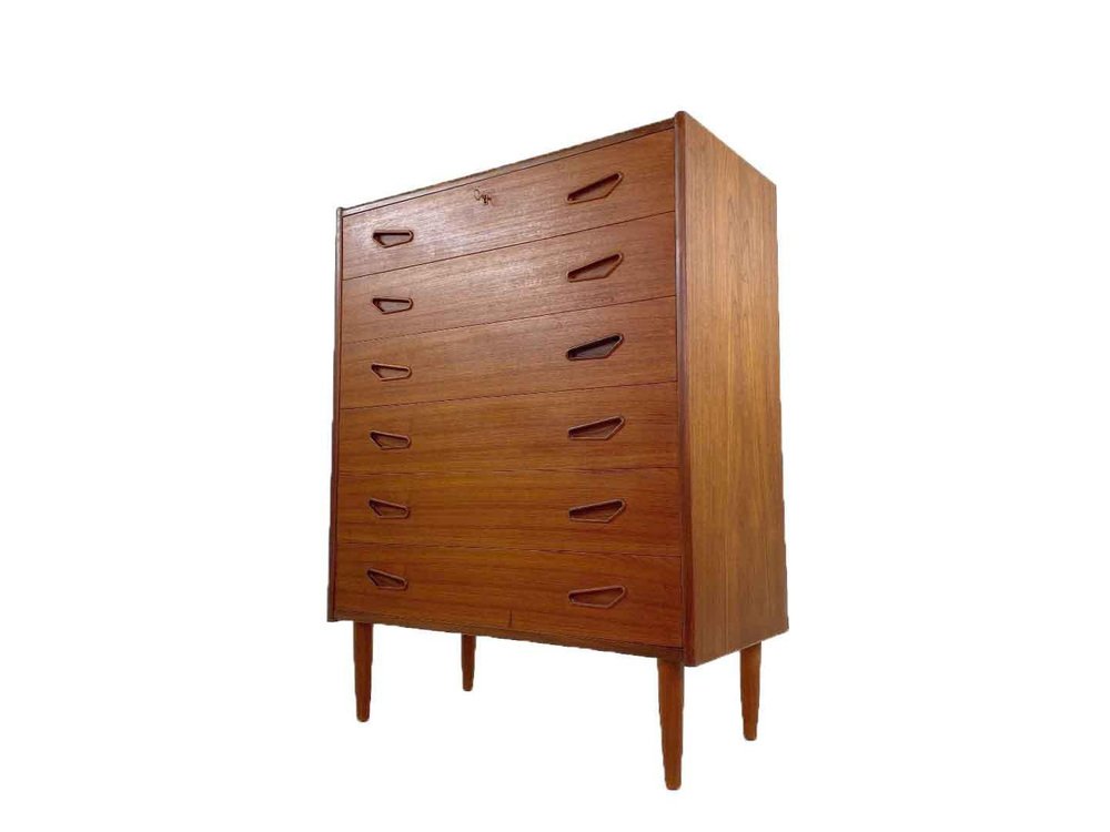 Vintage Danish Teak Chest of Drawers with Triangular Handles for sale ...
