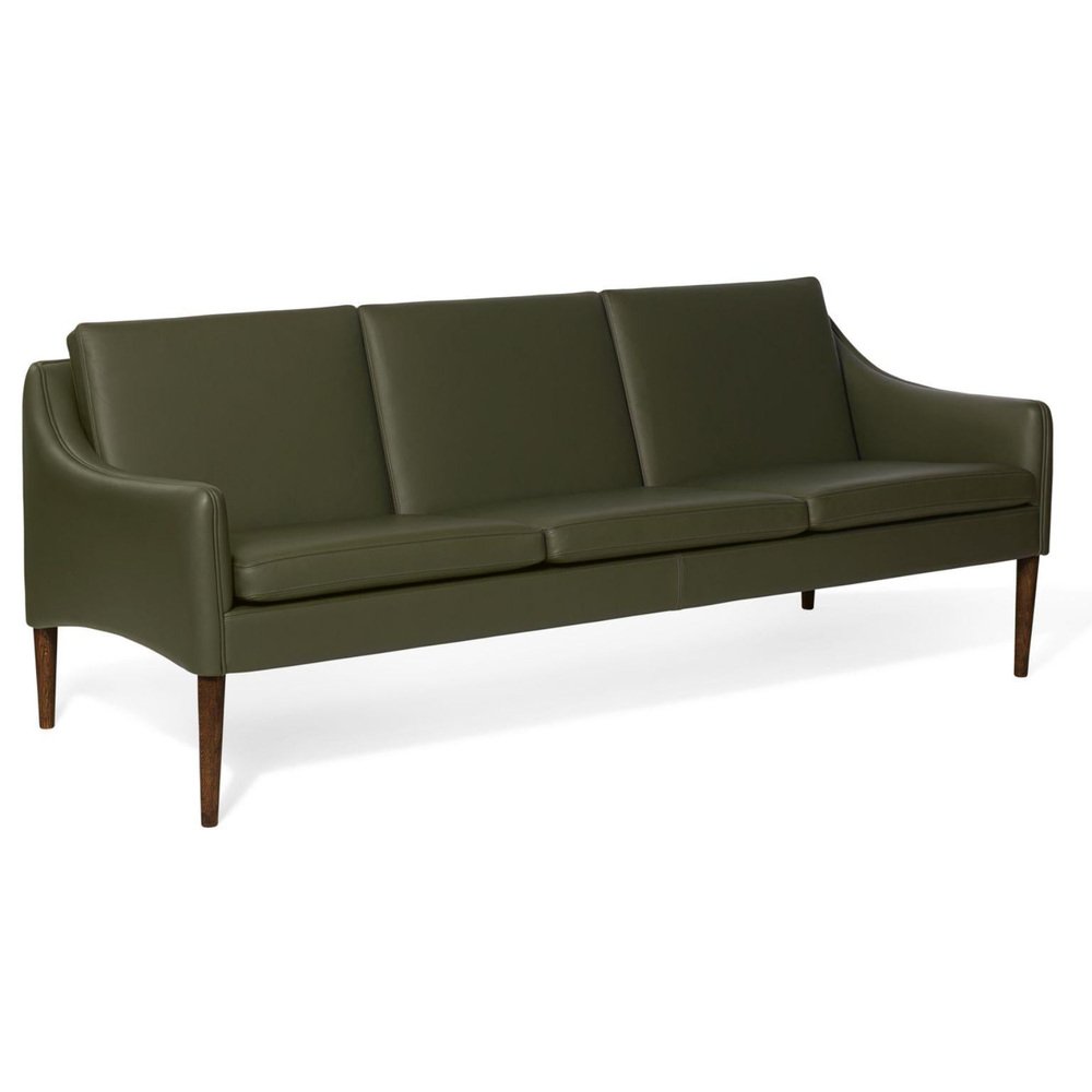Mr Olsen Three Seater in Walnut and Pickle Green Leather by Warm Nordic ...