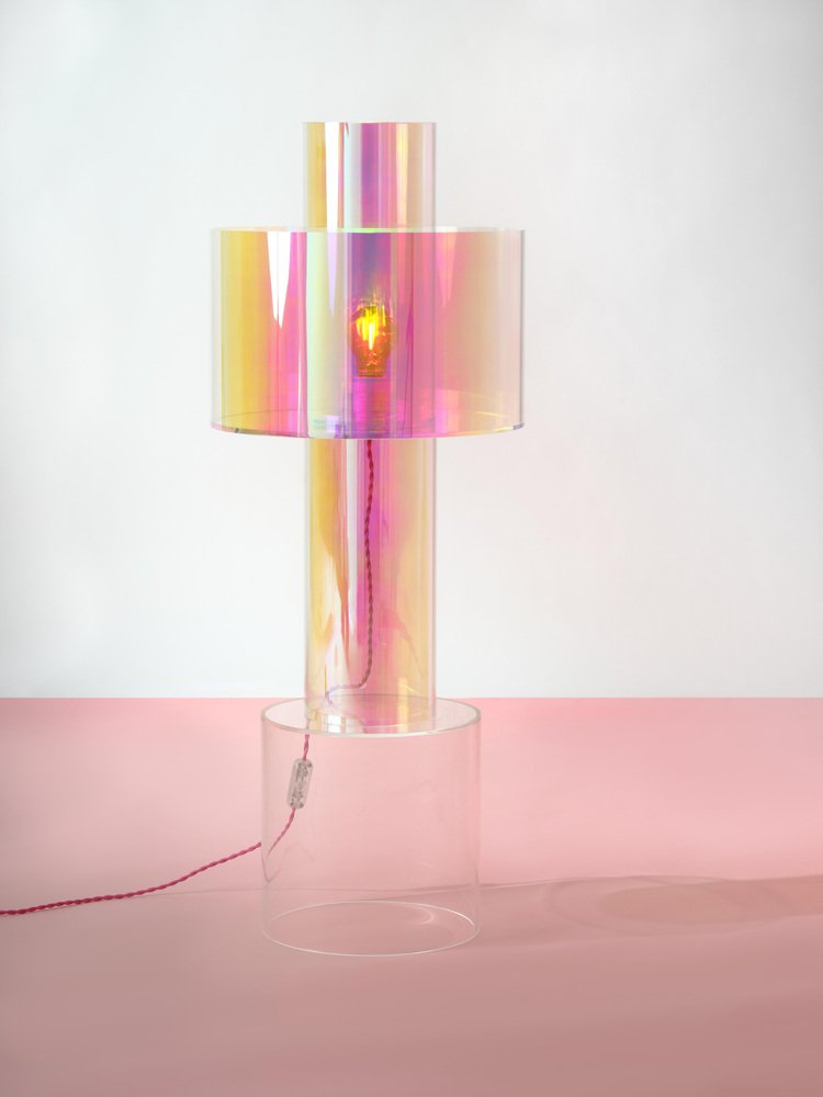 Miami Pink Floating Table Lamp and Tube Side Table by Brajak Vitberg ...
