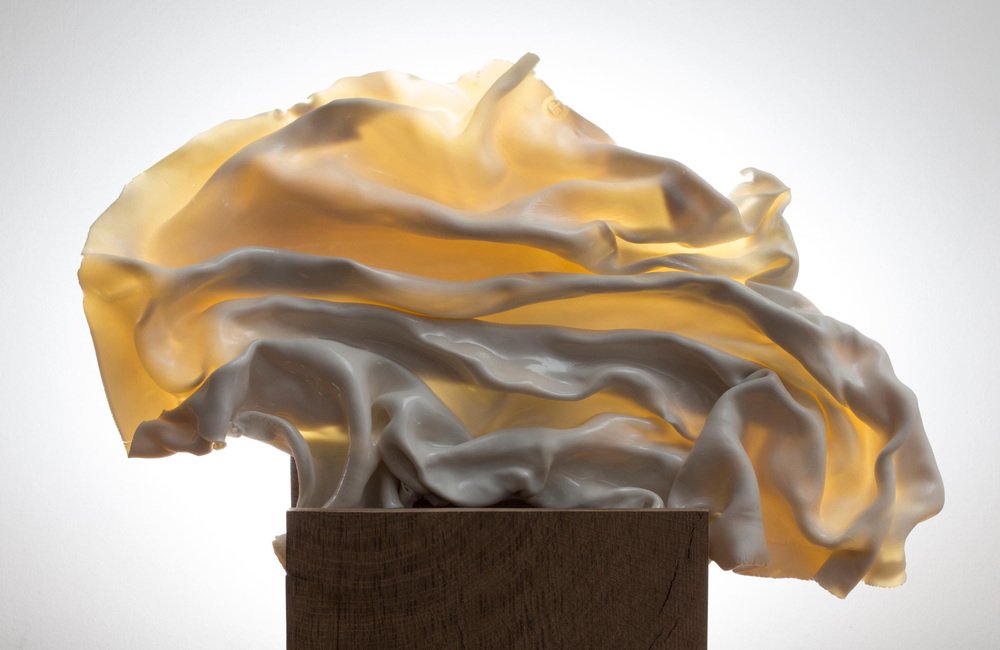 Horizontal Elightened Drapery Sculpture by Dora Stanczel for sale at Pamono