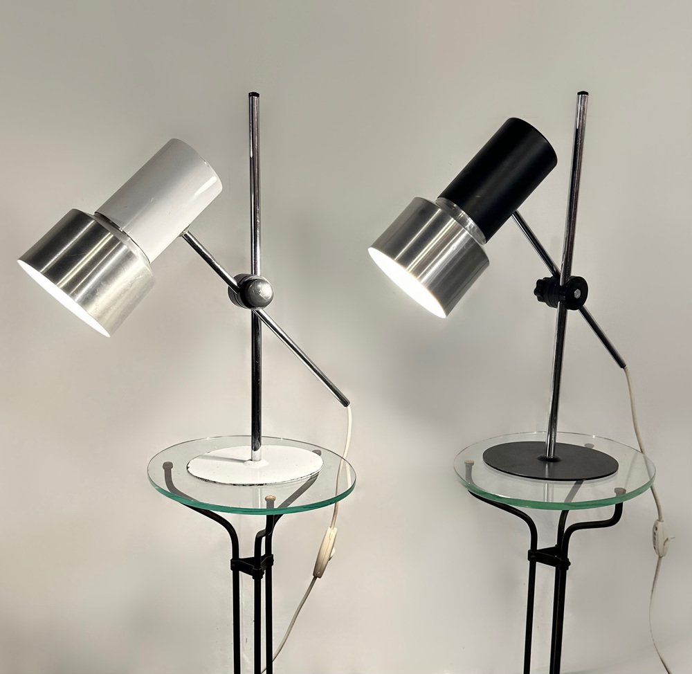 Italian Black & White Prova Lamps, 1960s, Set of 2 for sale at Pamono