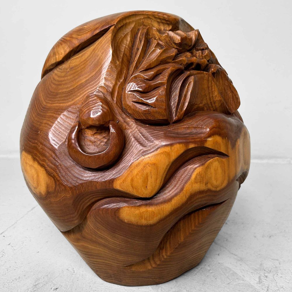 Taishō Keyaki Wood Daruma Figure, Japan, 1920s for sale at Pamono