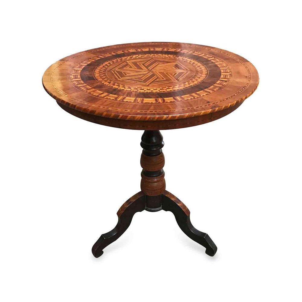 Round Inlaid Living Room Table for sale at Pamono