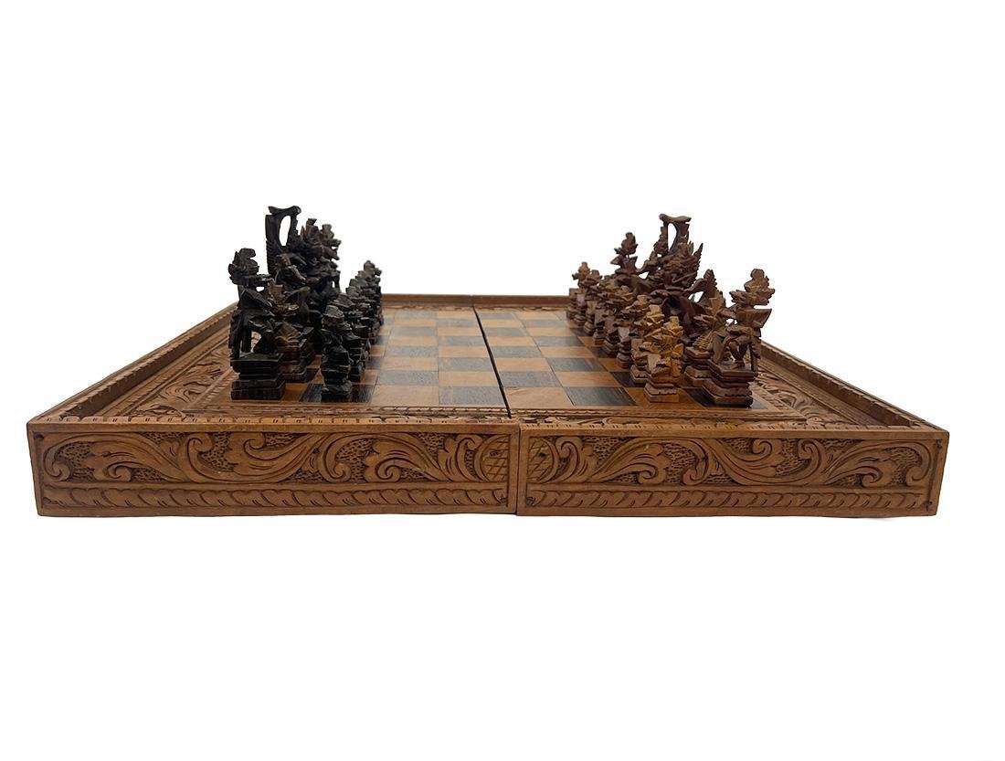 Balinese Chess Set in Box, 20th Century, Set of 33 for sale at Pamono