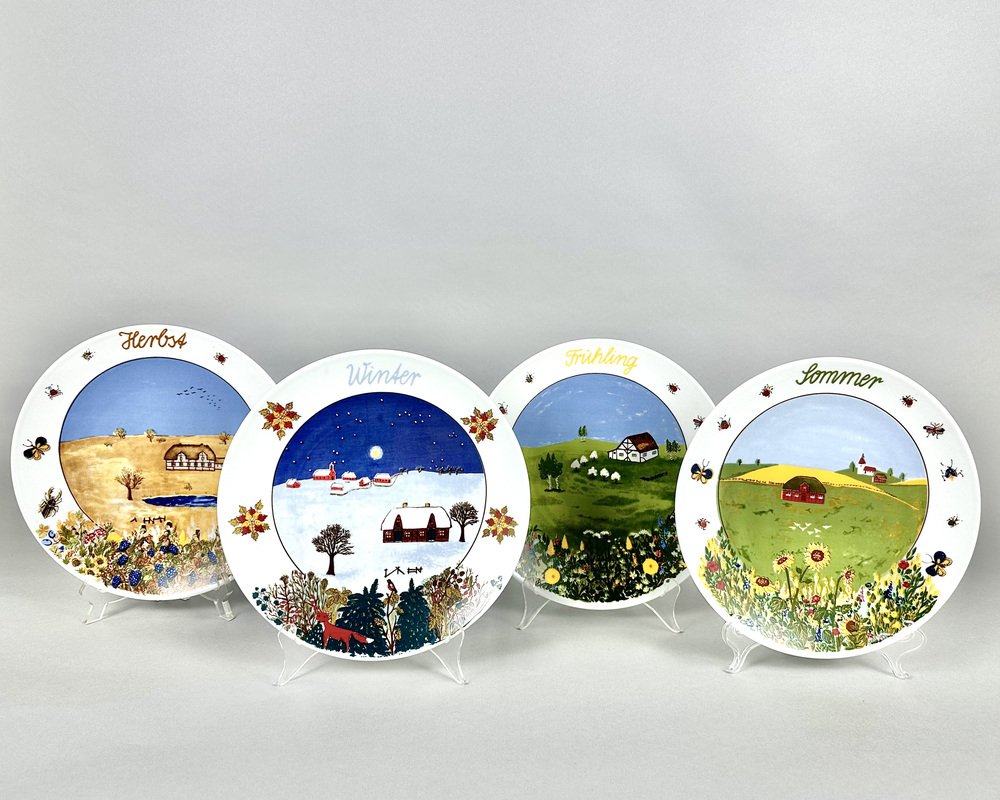 Vintage Porcelain Wall Plates Four Seasons from Kahla GDR, 1970s, Set ...