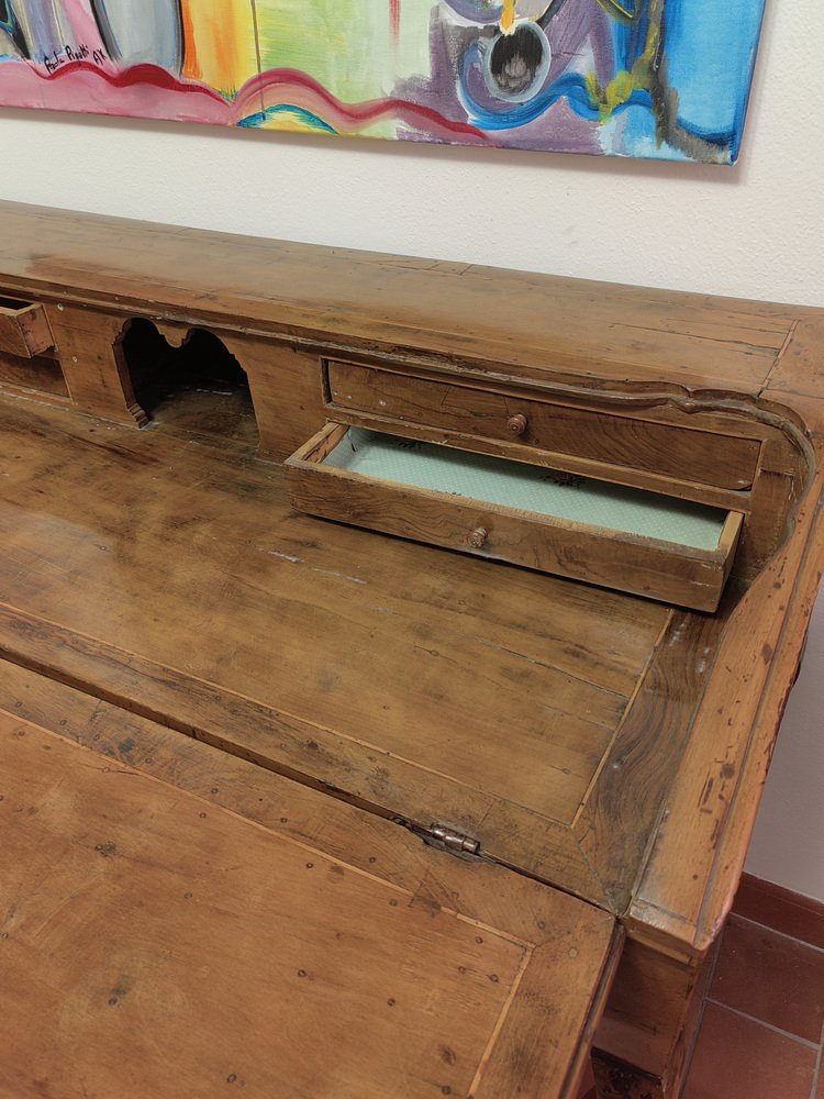 18th Century Flap Cabinet Writing Desk in Solid Walnut with Carvings ...