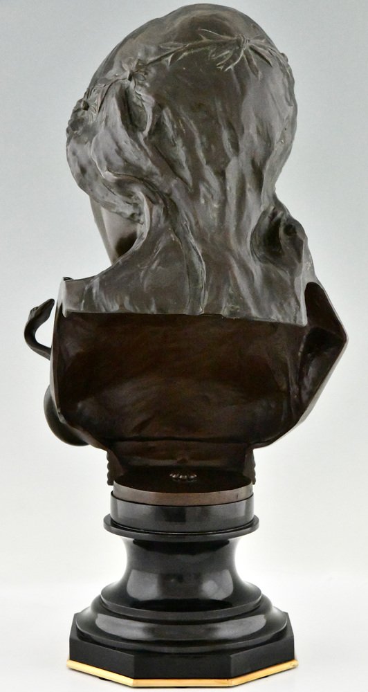 Isidore De Rudder, Art Nouveau Cleopatra Bust with Snake, 1900, Bronze ...