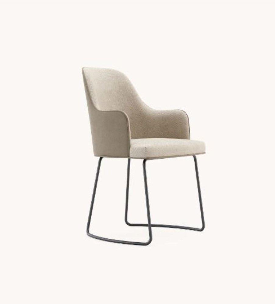 Anna Chair with Armrest and Metal Baseboard by Domkapa for sale at Pamono