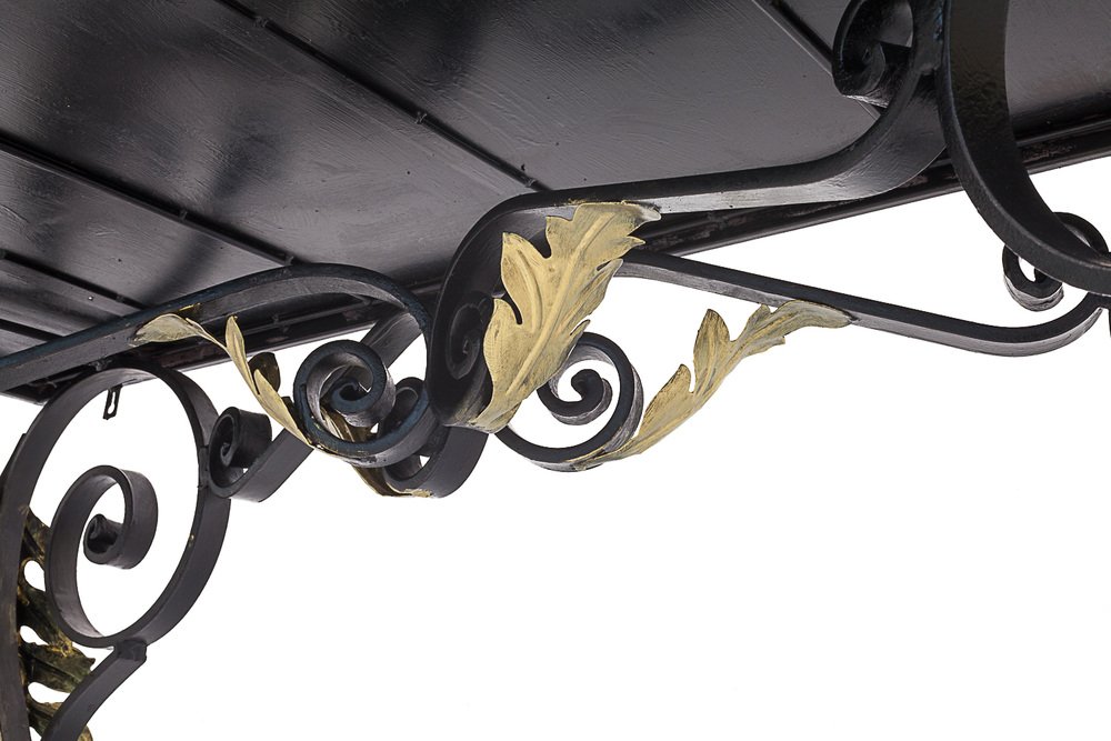 Wrought Iron Console with Golden Acantho Leaves, 1950s for sale at Pamono