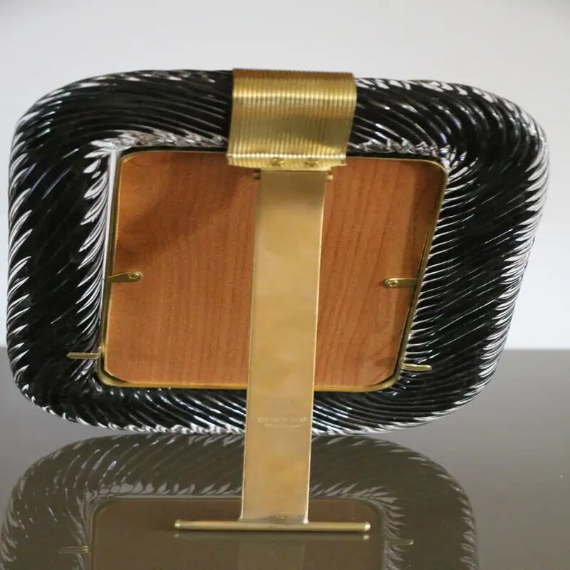 Black Twisted Murano Glass and Brass Photo Frame from Barovier & Toso ...
