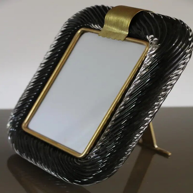 Black Twisted Murano Glass and Brass Photo Frame from Barovier & Toso ...