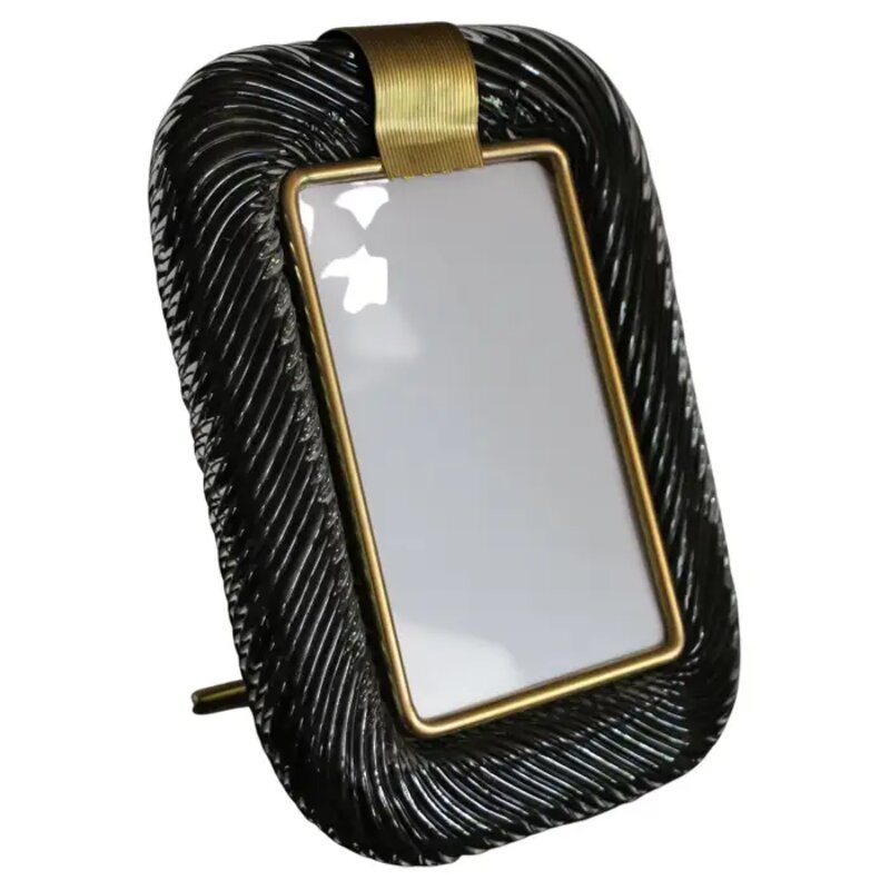 Black Twisted Murano Glass and Brass Photo Frame from Barovier & Toso ...
