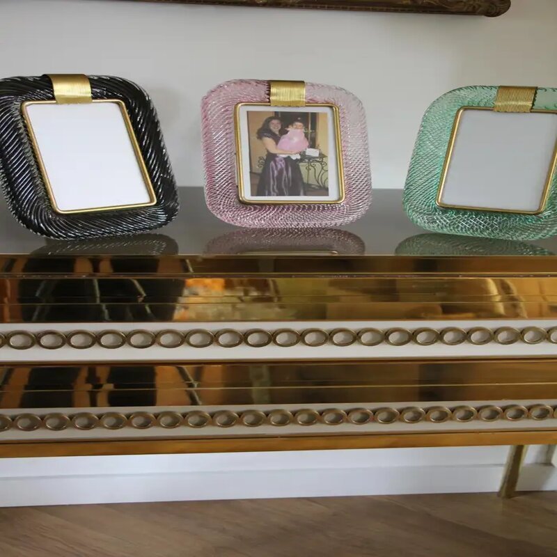 Black Twisted Murano Glass and Brass Photo Frame from Barovier & Toso ...