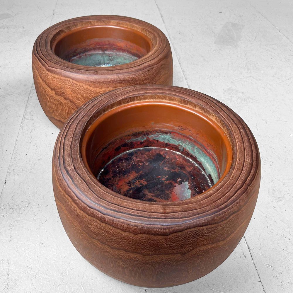 Japanese Traditional Hibachi Fire Pots, 1890s, Set of 2 for sale at Pamono