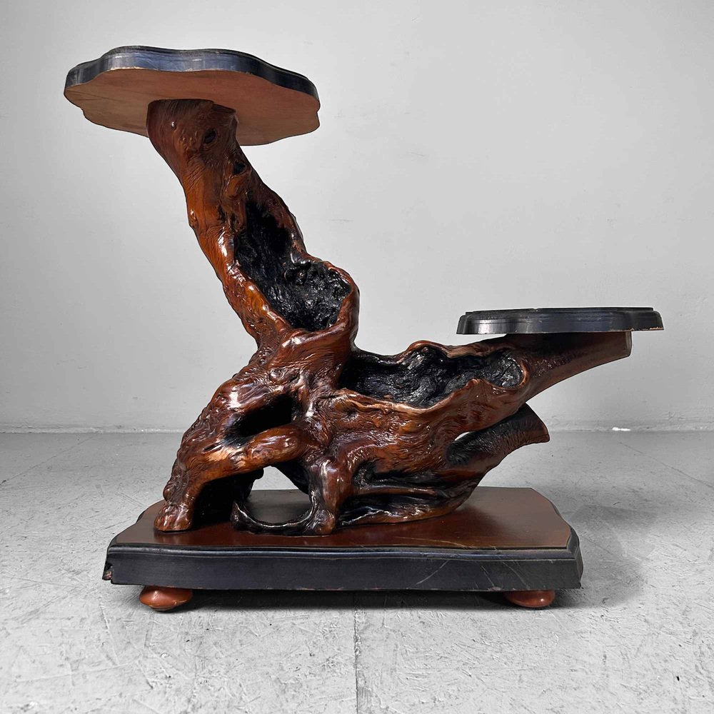 Japanese Burl Wood Plant Stand, 1920s for sale at Pamono