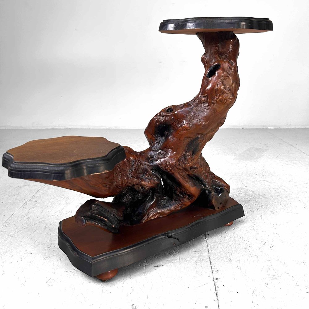 Japanese Burl Wood Plant Stand, 1920s for sale at Pamono